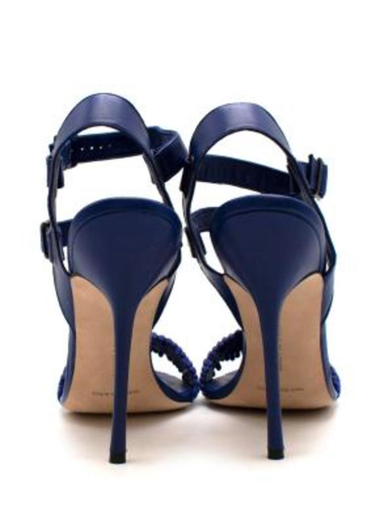 Indigo Leather and Fabric Sandals For Sale at 1stDibs