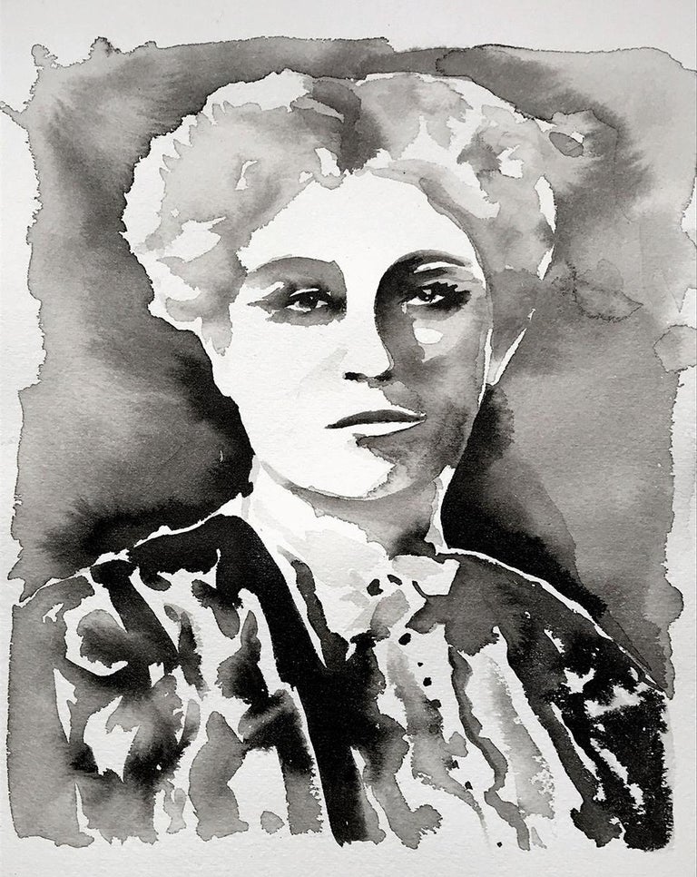 Indira Cesarine - "CARRIE LANE CHAPMAN CATT" Painting, India Ink on ...
