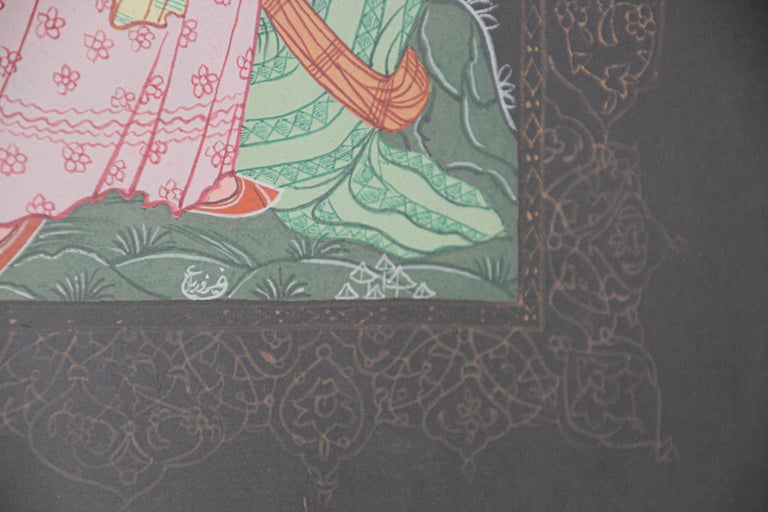 Indo Persian 19th Century Indian Mughal Scene Miniature Painting at 1stDibs