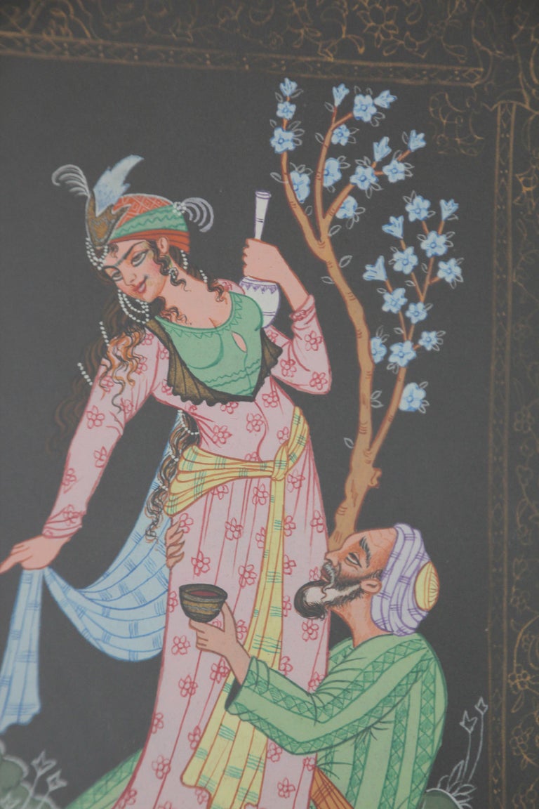 Indo Persian 19th Century Indian Mughal Scene Miniature Painting at 1stDibs