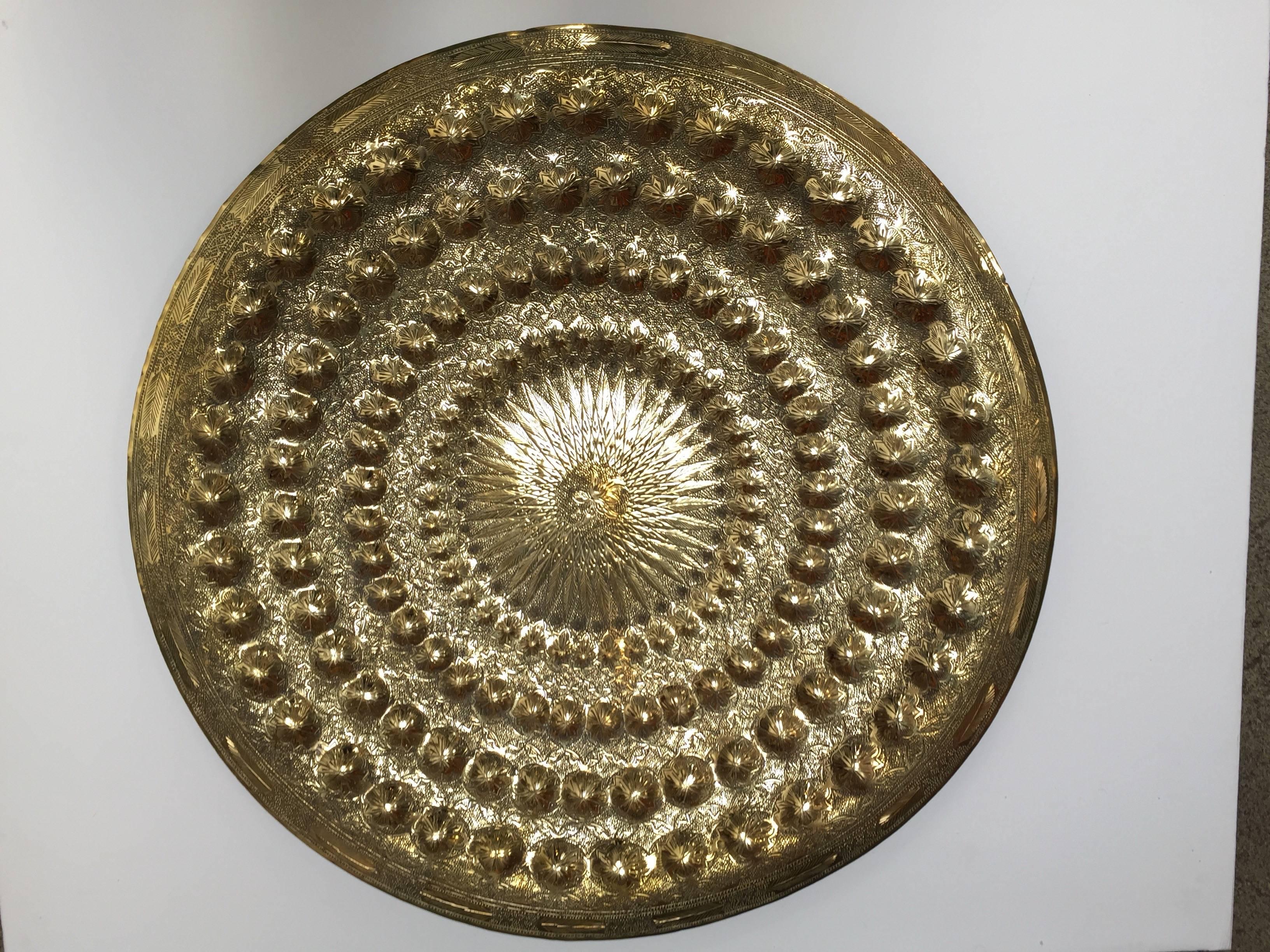Indo Persian Mughal Brass Metal Tray For Sale at 1stDibs