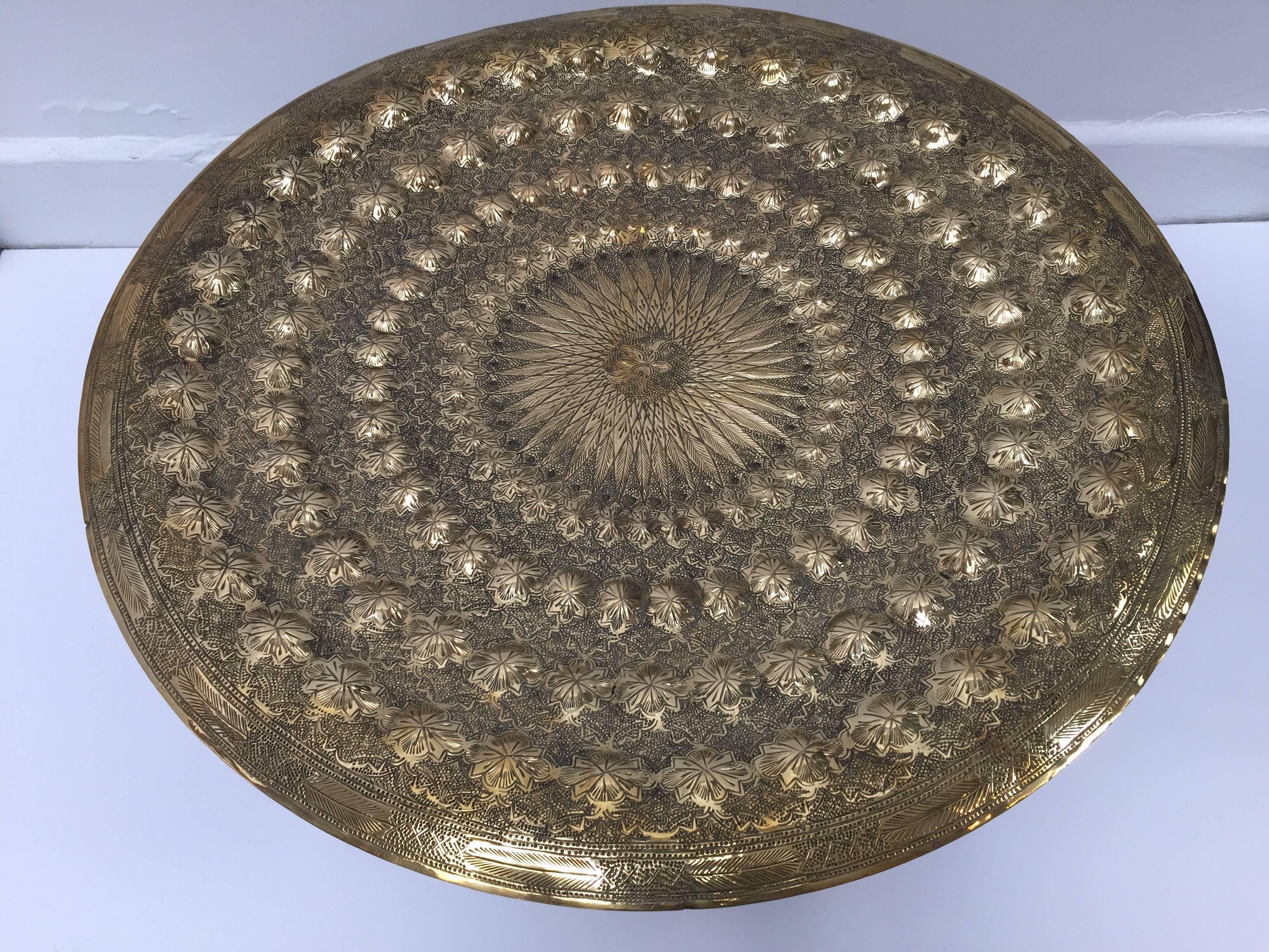 Indo Persian Mughal Brass Metal Tray For Sale at 1stDibs