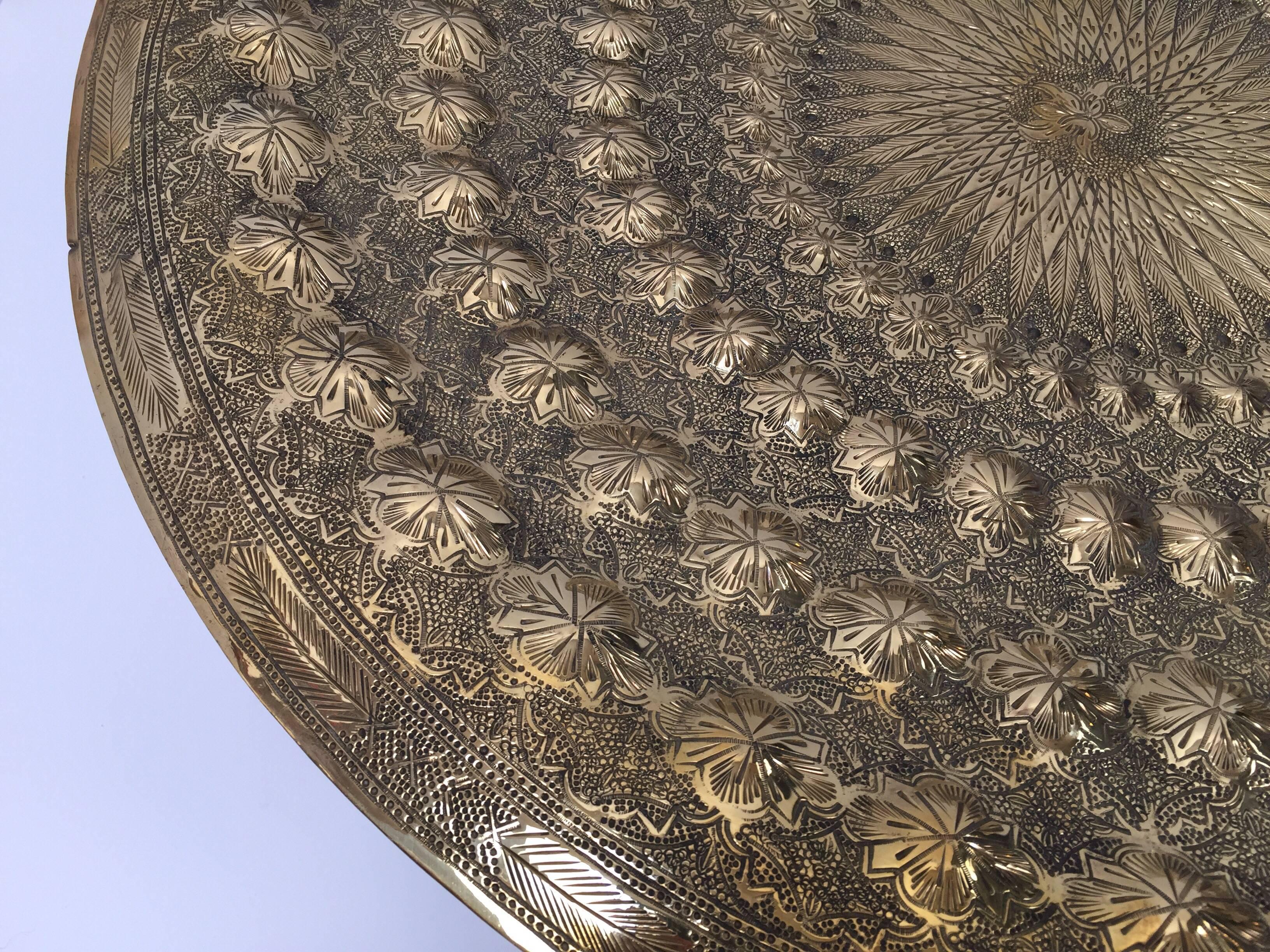 Indo Persian Mughal Brass Metal Tray For Sale at 1stDibs