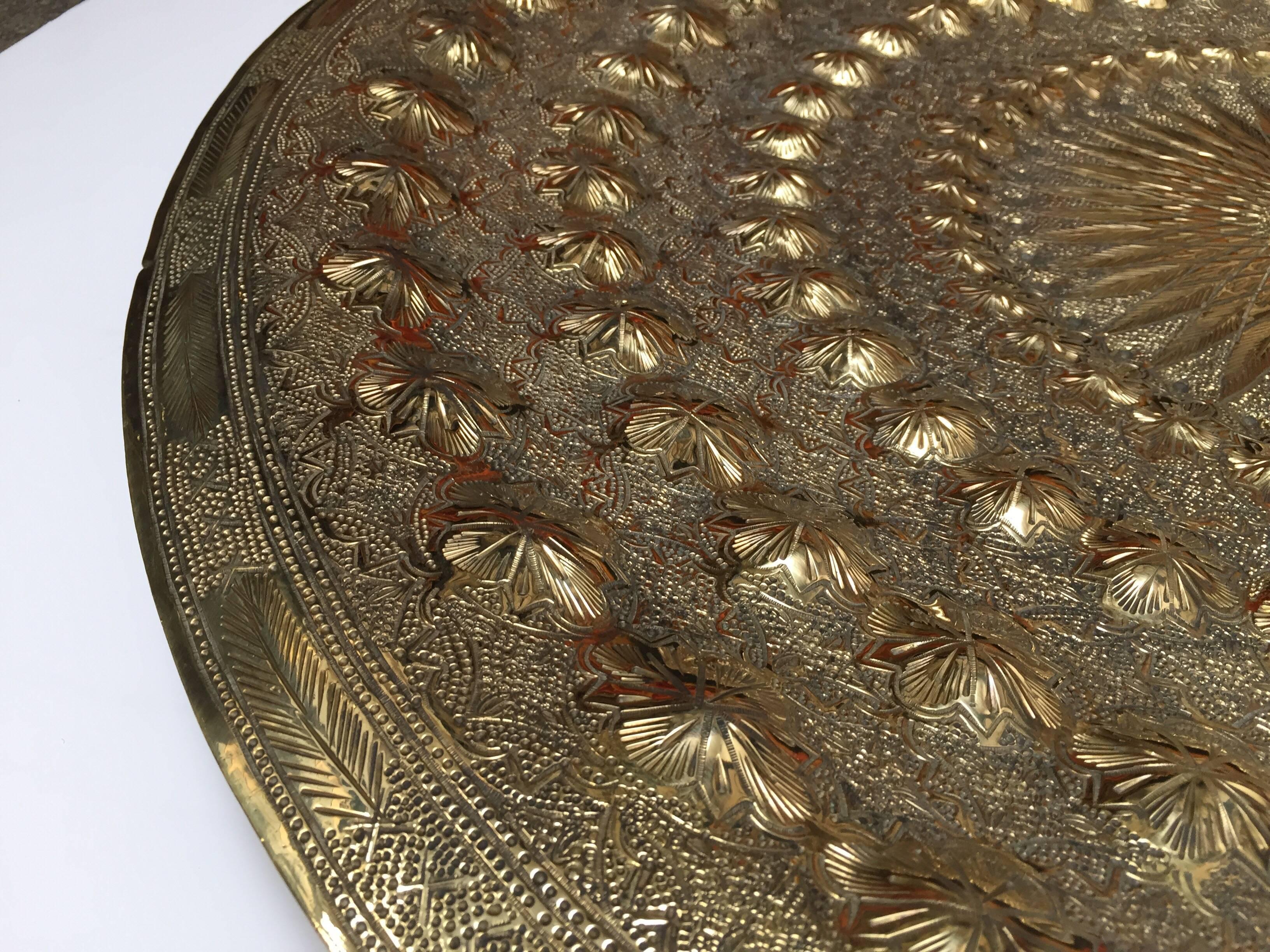 Indo Persian Mughal Brass Metal Tray For Sale at 1stDibs