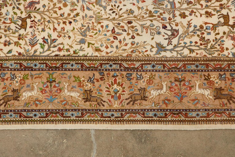 Indo Persian Tabriz Hand Knotted Wool Hunt Rug For Sale at 1stDibs ...