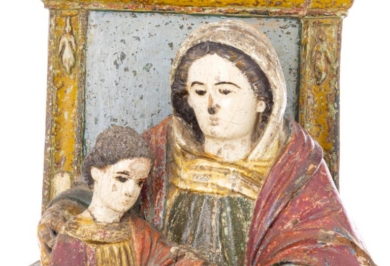 Indo-Portuguese Sculpture Saint Ana Teaching Our Lady to Read, 17th ...
