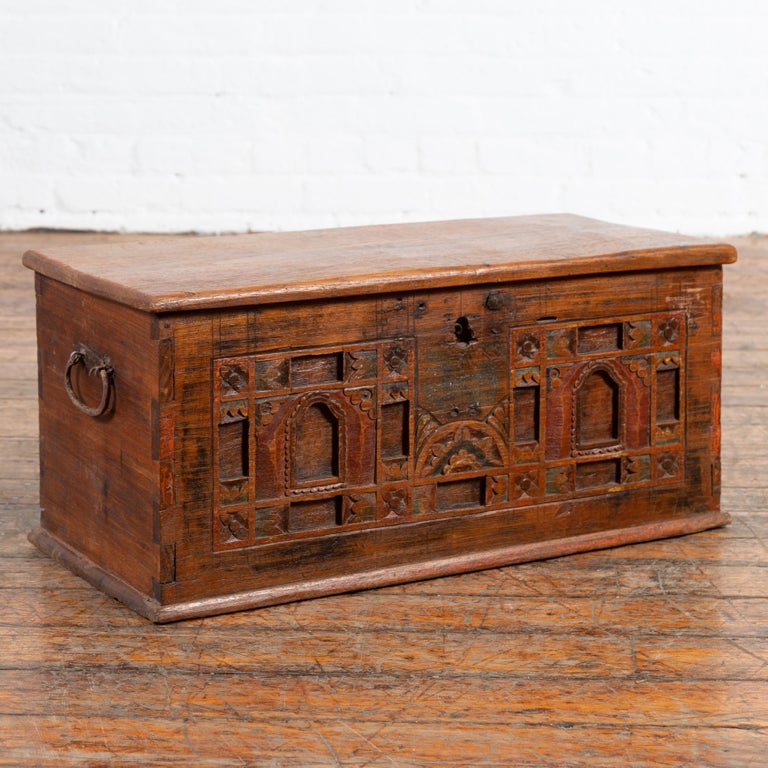 Indonesian 19th Century Blanket Chest with Carved Motifs and Lateral ...