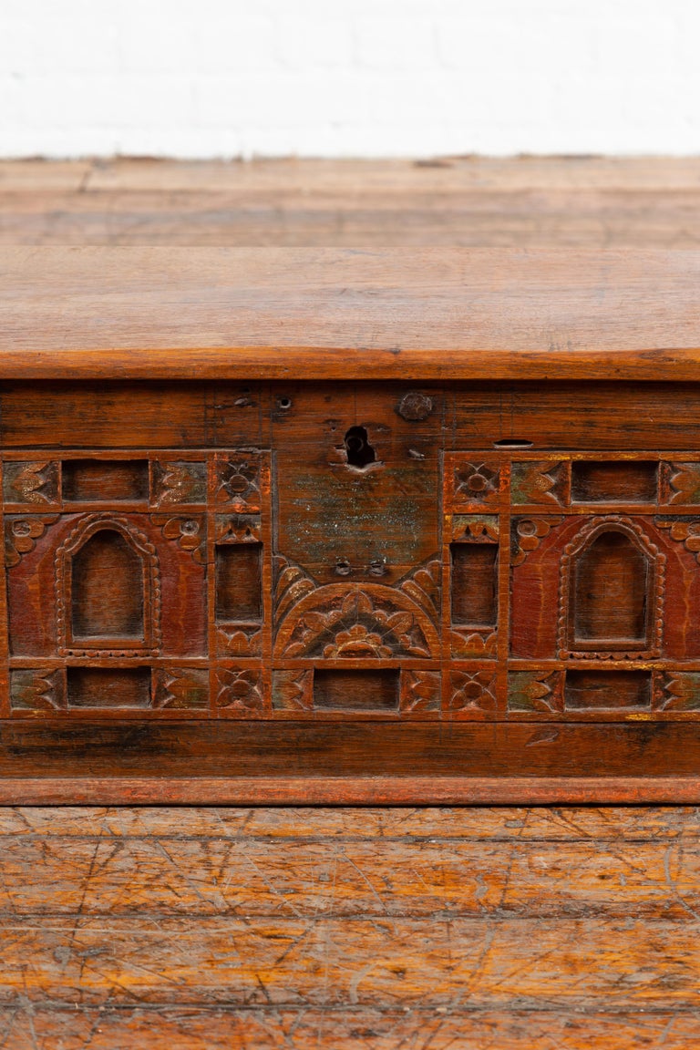 Indonesian 19th Century Blanket Chest with Carved Motifs and Lateral ...