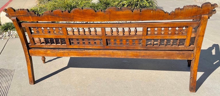 Indonesian 19th Century Hand Carved Teak Garden Bench with Two Side ...