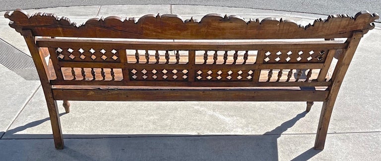 Indonesian 19th Century Hand Carved Teak Garden Bench with Two Side ...