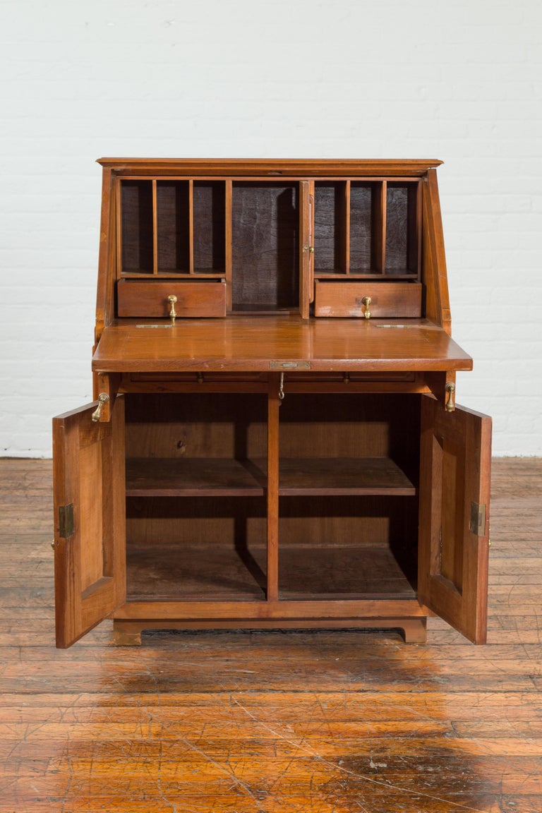 Indonesian 19th Century Handmade Slant-Front Desk with Raised Panels ...