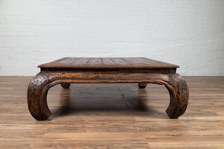 Indonesian Antique Coffee Table with Bulging Chow Legs and Distressed ...