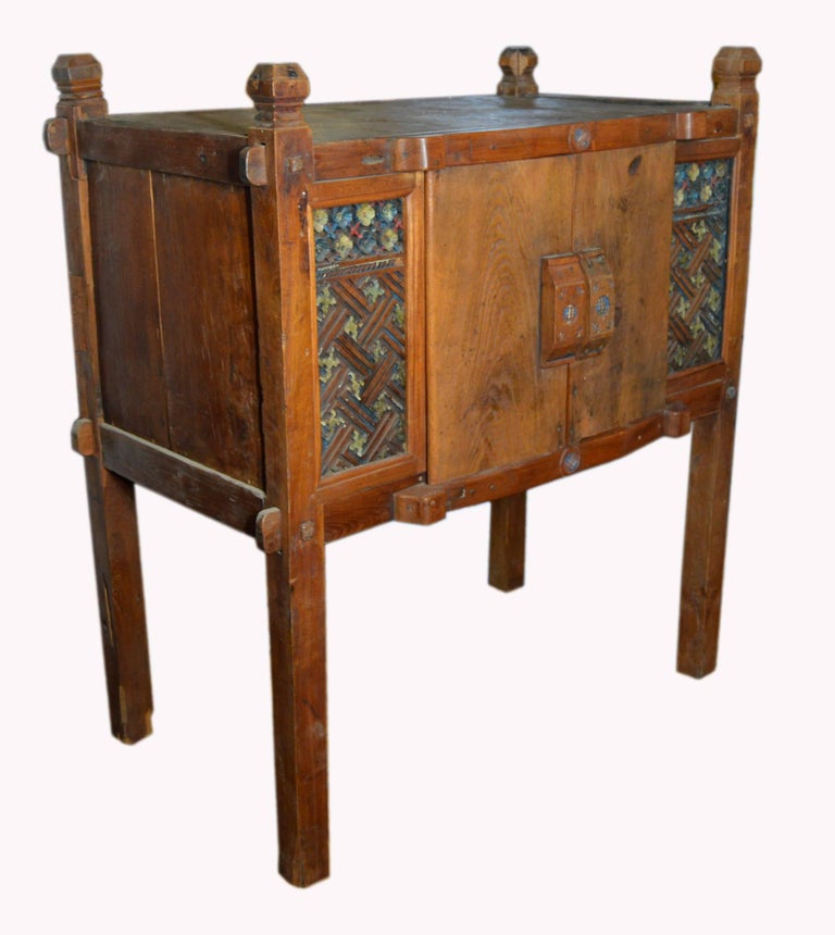 Indonesian Antique Wooden Dresser with Doors and Hand-Painted Carved ...