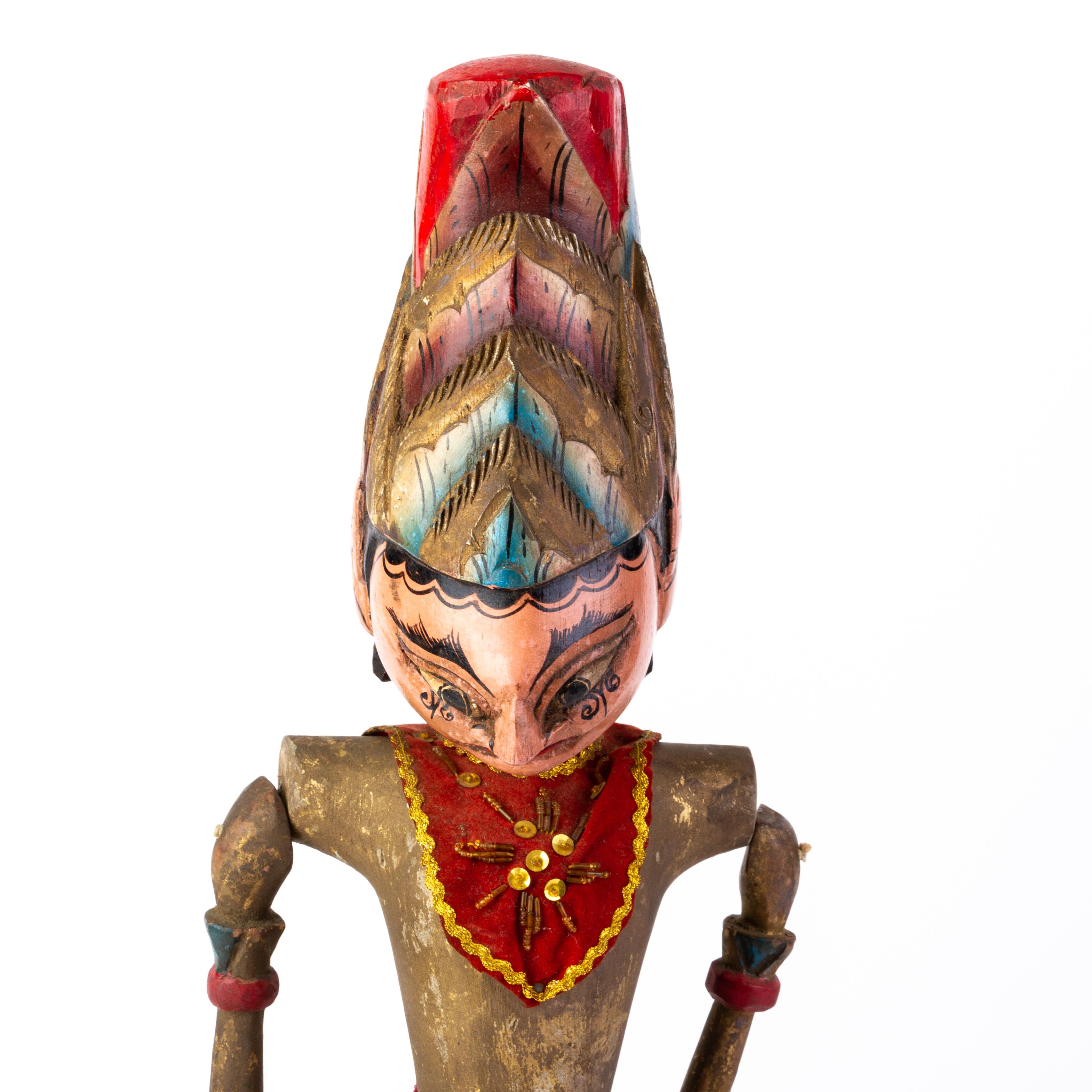 Indonesian Balinese Carved Wood Wayang Marionette For Sale at 1stDibs