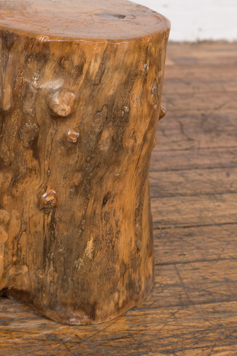 Indonesian Rustic Root Drinks Table or Stool with Light Brown Finish ...