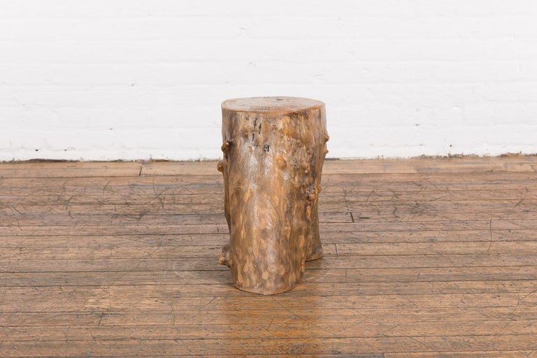 Indonesian Rustic Root Drinks Table or Stool with Light Brown Finish ...