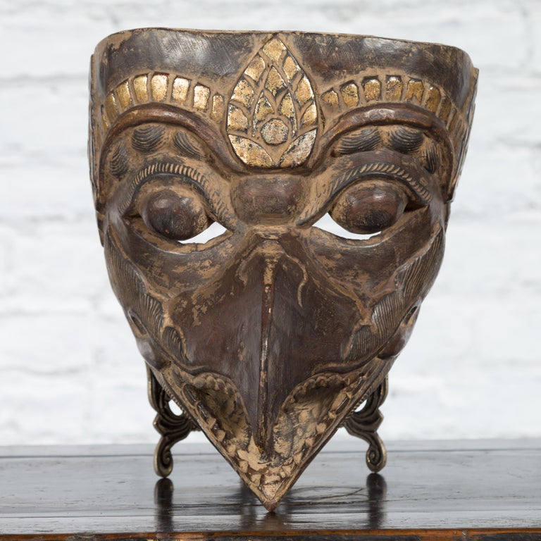 Indonesian Tribal Lombok Animal Mask with Gilded Accents and Striking ...