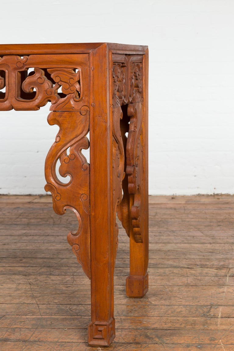 Indonesian Vintage Altar Console Table with Cloudy-Carved Apron and ...