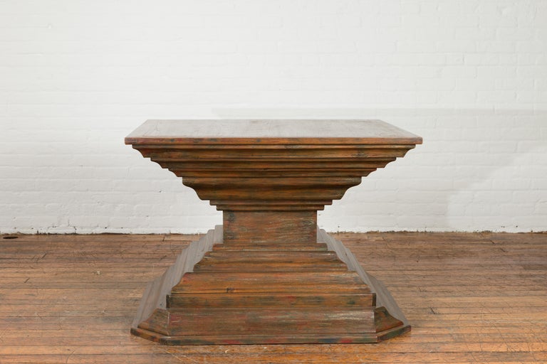 Indonesian Vintage Pagan Dynasty Style Pyramid-Shaped Console Pedestal ...