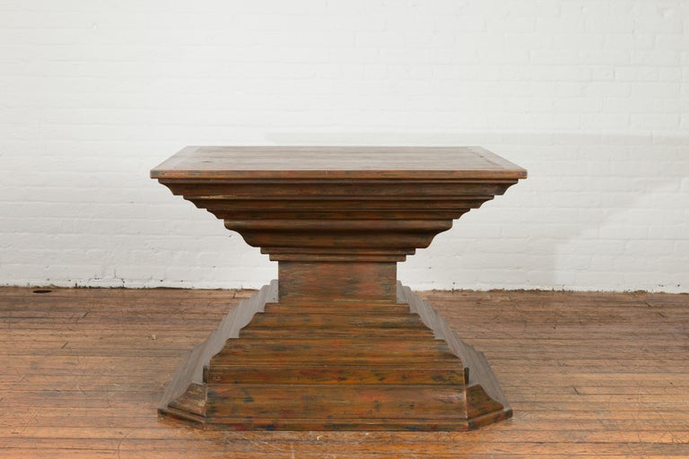 Indonesian Vintage Pagan Dynasty Style Pyramid-Shaped Console Pedestal ...