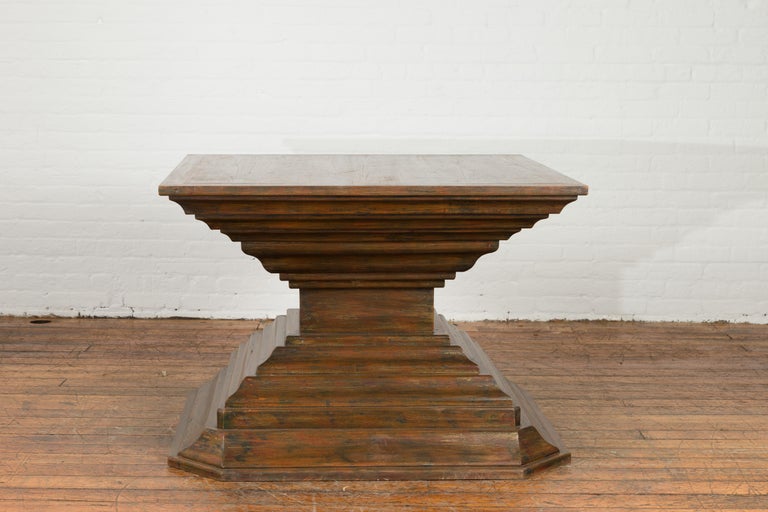 Indonesian Vintage Pagan Dynasty Style Pyramid-Shaped Console Pedestal ...