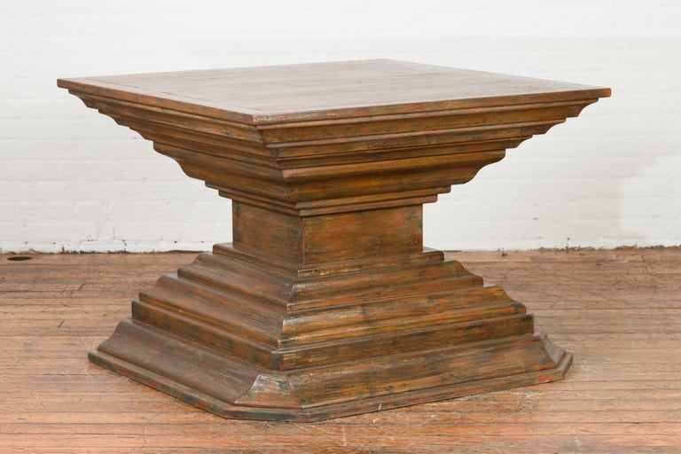 Indonesian Vintage Pagan Dynasty Style Pyramid-Shaped Console Pedestal ...