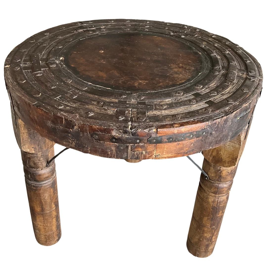 Indonesian Wheel Repurposed Side Table For Sale at 1stDibs