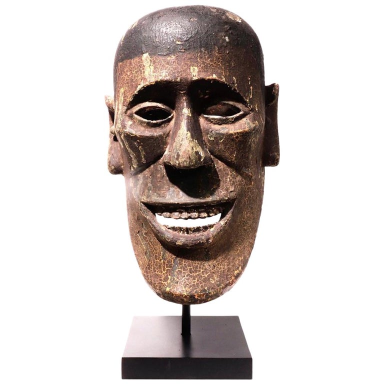 Indonesian Wood Helmet Mask, Sumatra, Toba Batak For Sale at 1stDibs