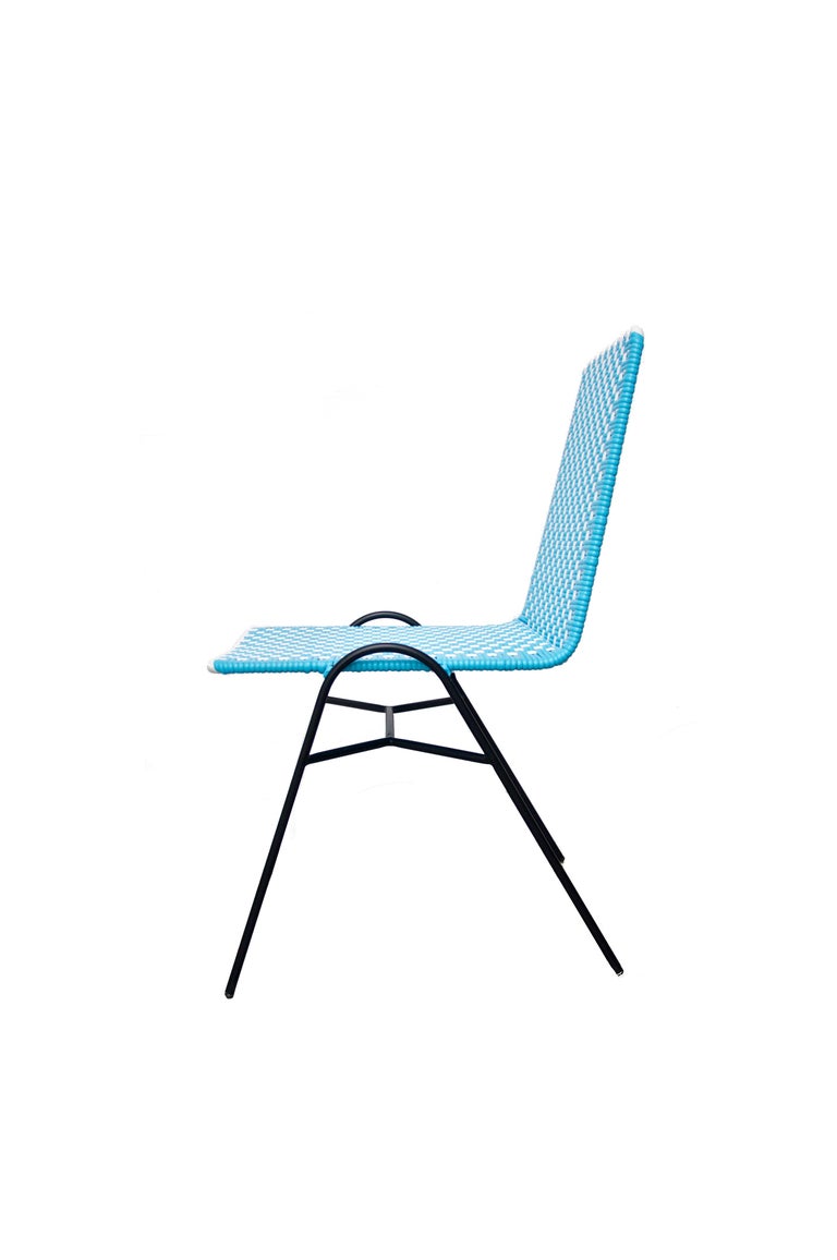 Indoor and Outdoor Stackable Blue Patio Dining Chair by Frida and Blu ...
