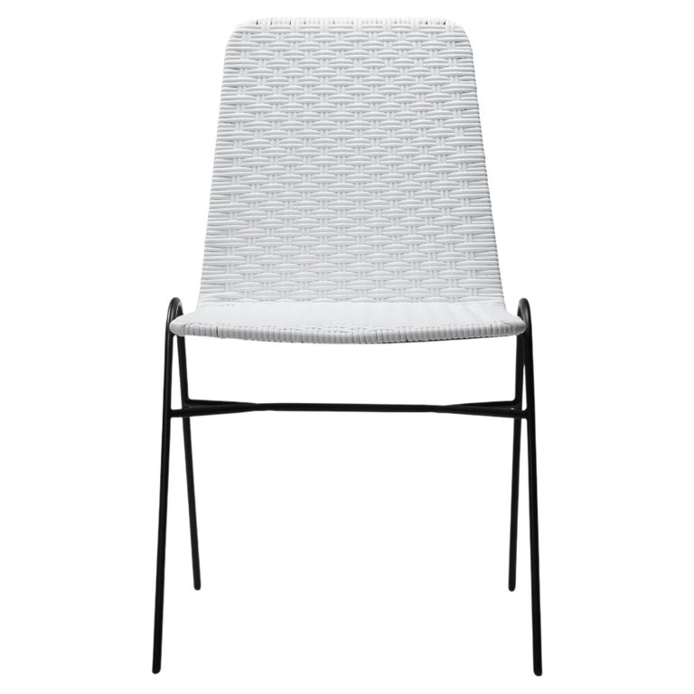 Indoor and Outdoor Stackable White Patio Dining Chair by Frida and Blu ...