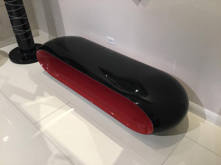 Indoor / Outdoor Black and Red Glossy Lacquered Bench by Christophe ...