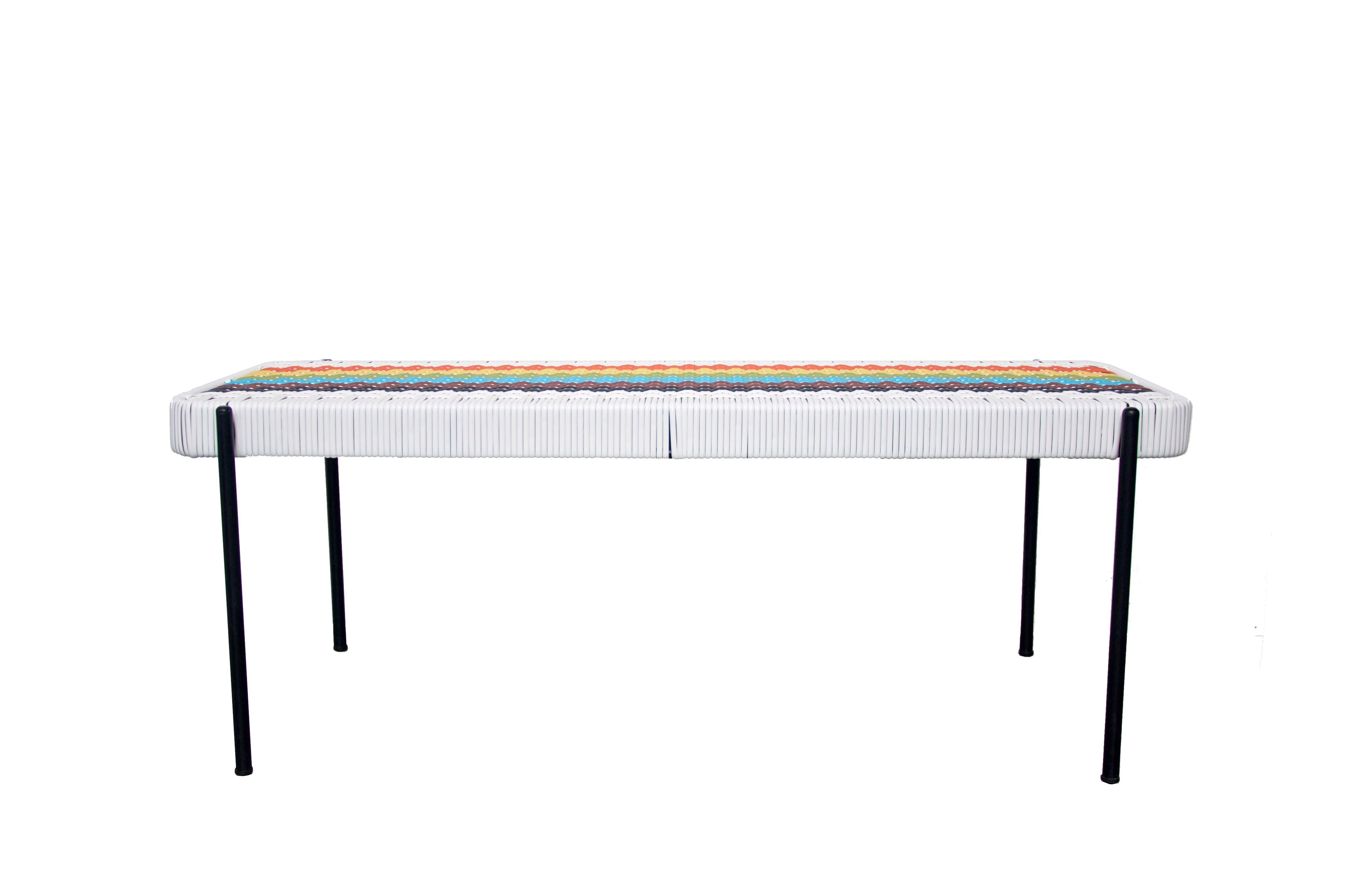 Indoor Outdoor Handwoven Rainbow Patio Bench Seat by Frida and Blu For ...