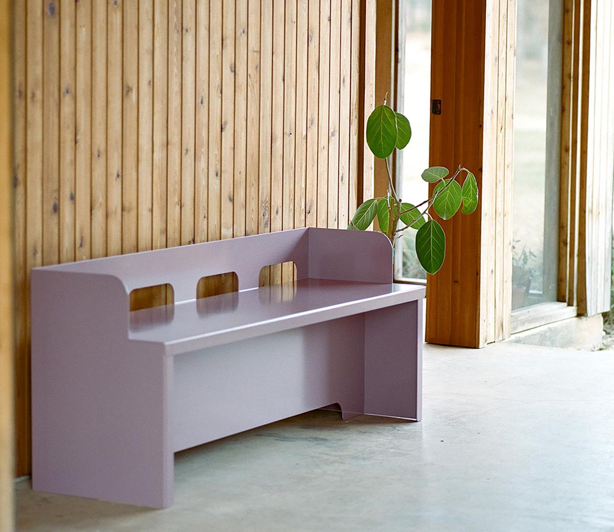 Indoor / Outdoor Lineage Bench in Powder-Coated Metal by Muhly Studio ...