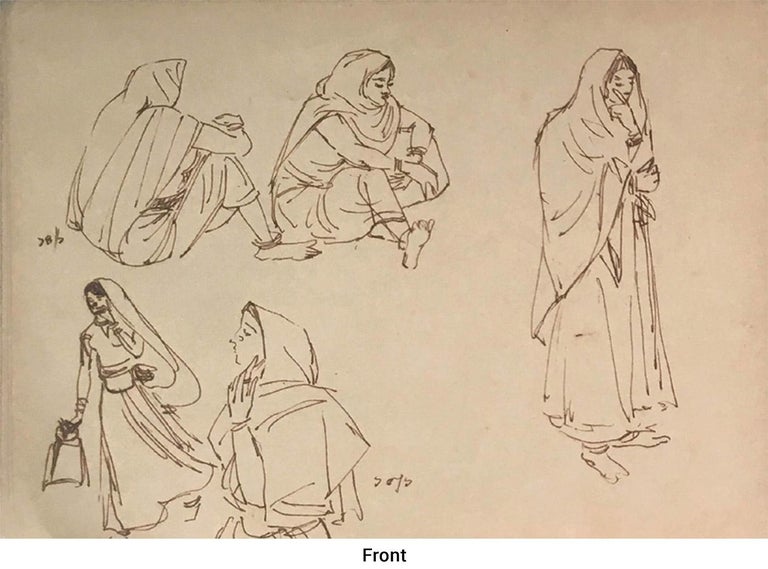 Indra Dugar - Woman in their Habitat, Ink on Paper, Two sided work by ...