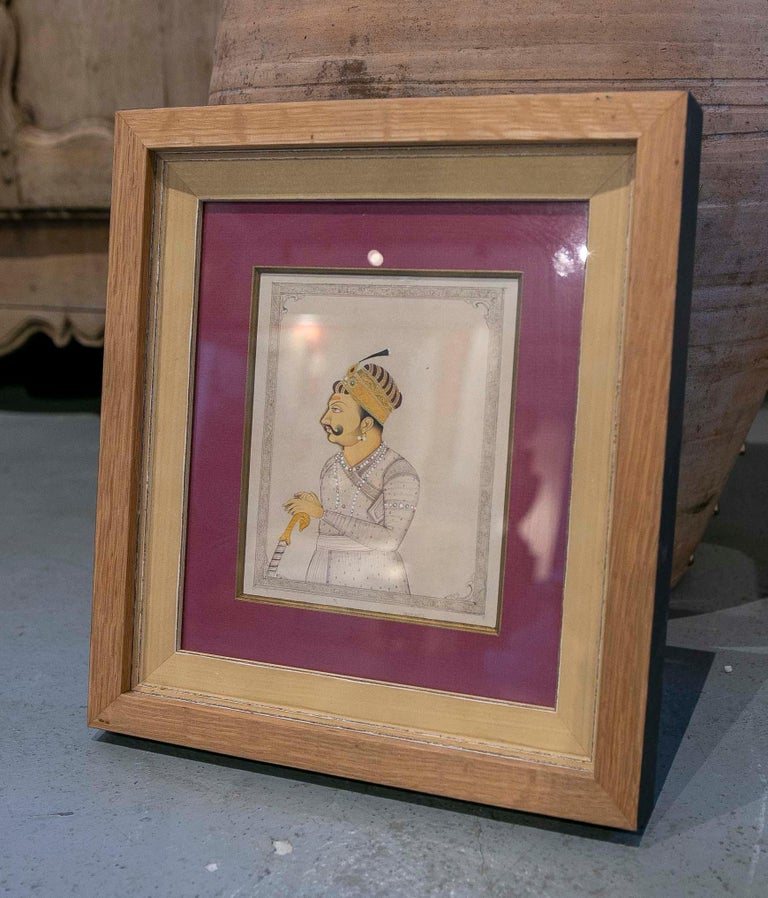 Indu Hand Painted Picture of a Maraja Character with a Hat and Sword ...