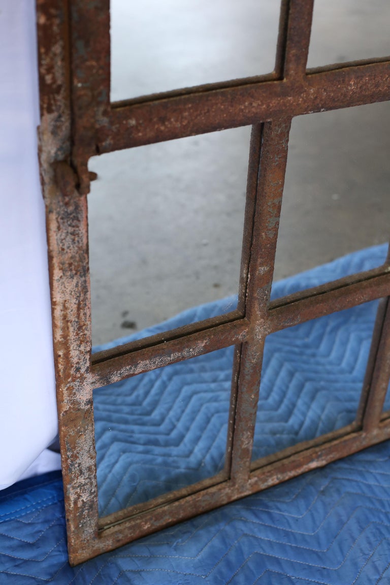 Industrial 19th Century Iron Window Mirror at 1stDibs