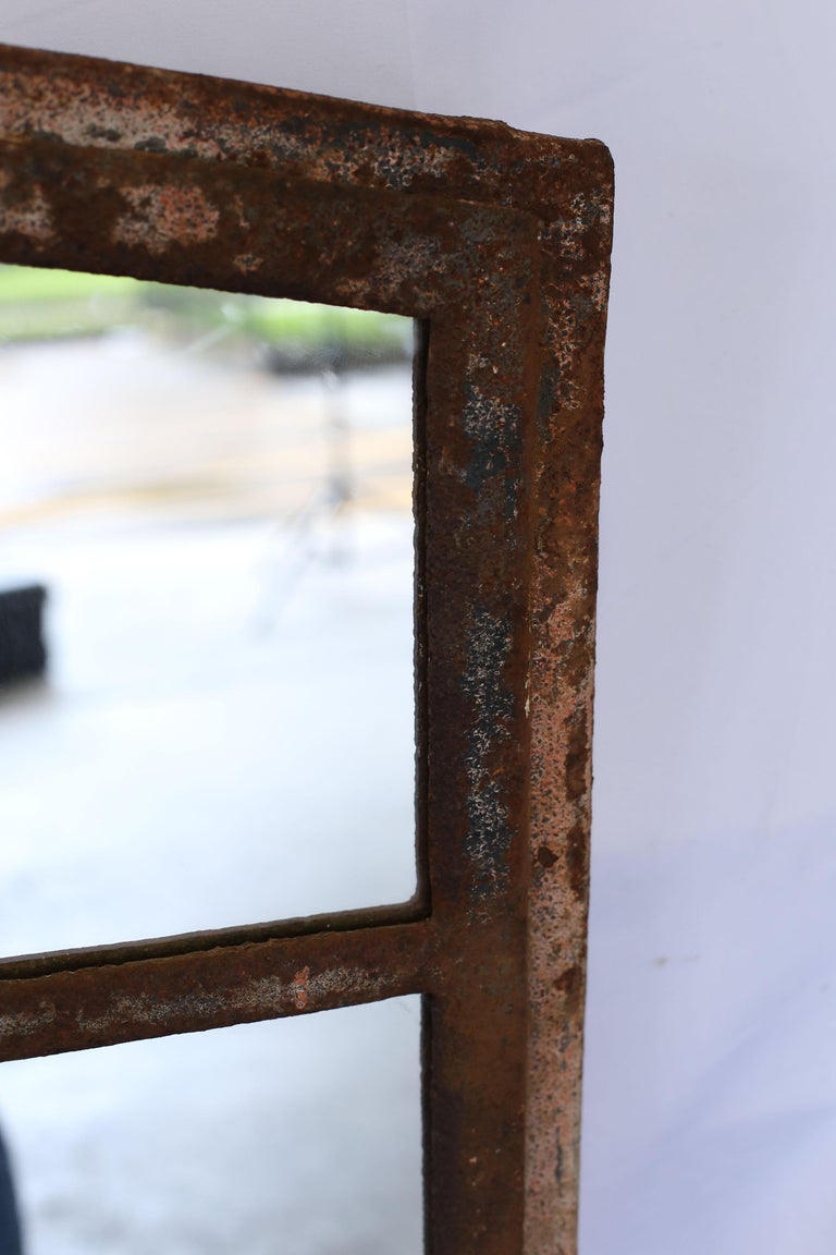 Industrial 19th Century Iron Window Mirror at 1stDibs