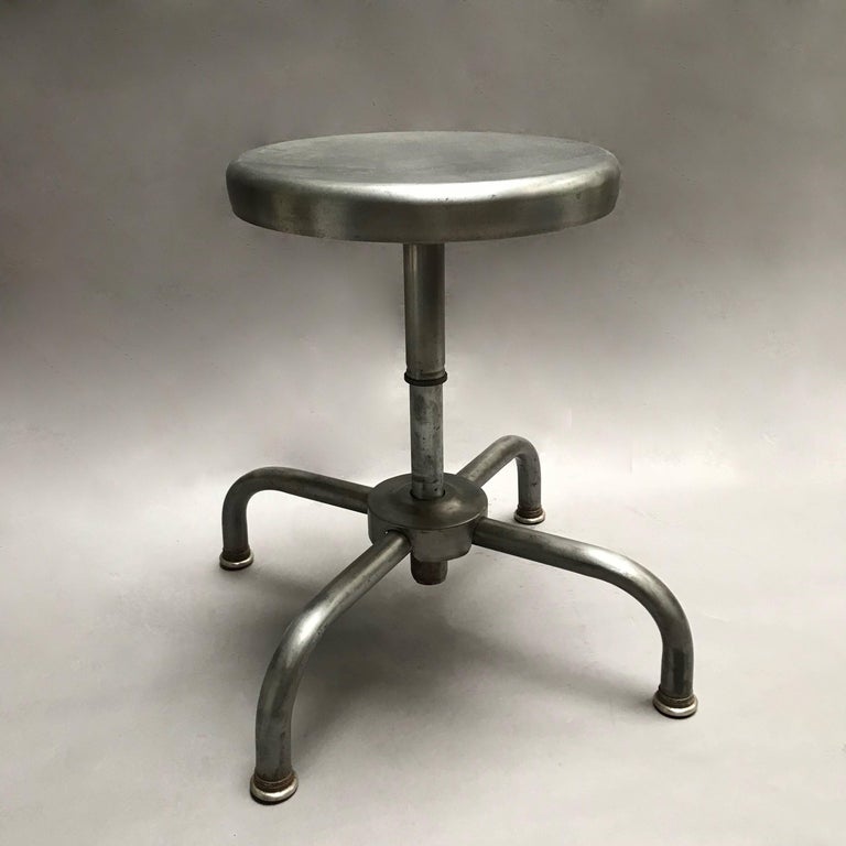 Industrial Adjustable Brushed Steel Swivel Stools For Sale at 1stDibs