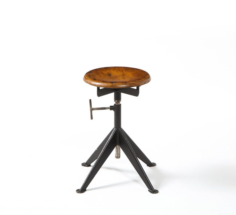 Industrial Adjustable Stool, France, 1950's at 1stDibs