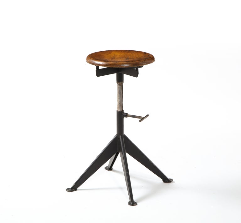 Industrial Adjustable Stool, France, 1950's at 1stDibs