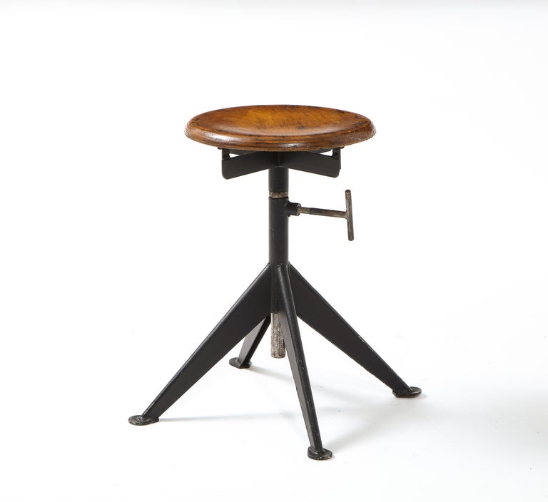 Industrial Adjustable Stool, France, 1950's at 1stDibs
