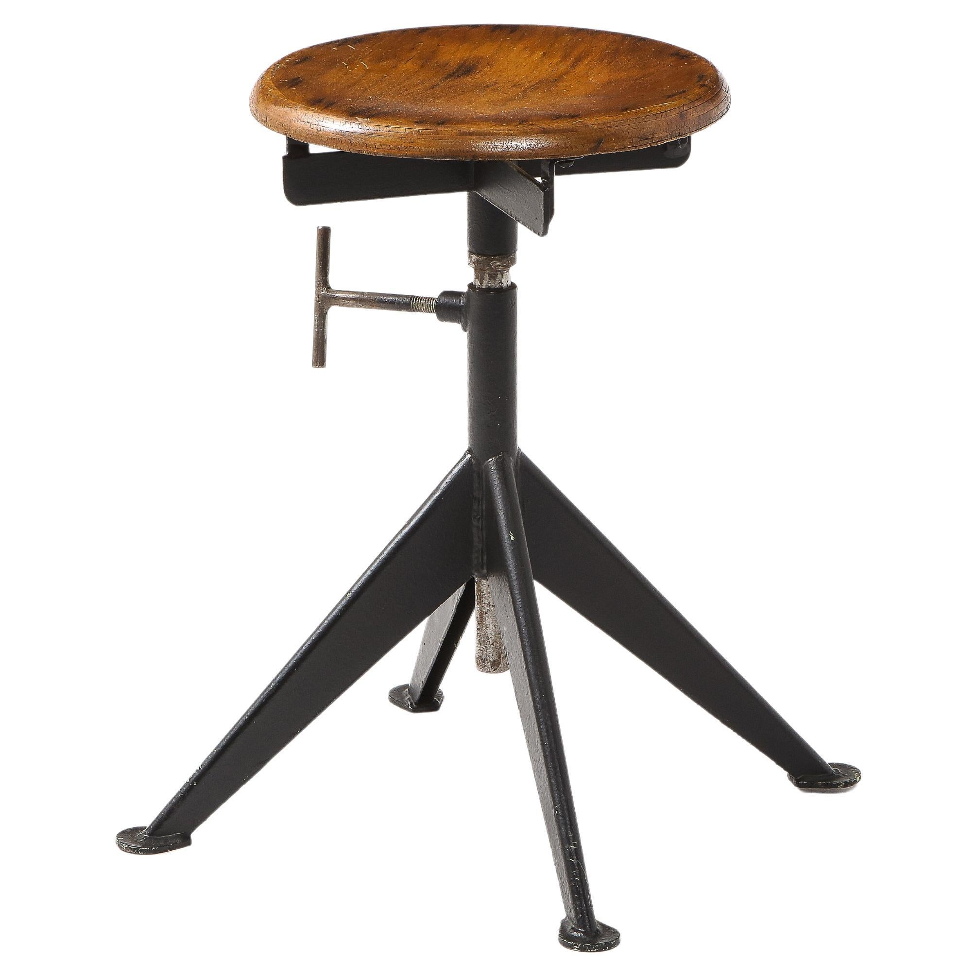Industrial Adjustable Stool, France, 1950's at 1stDibs