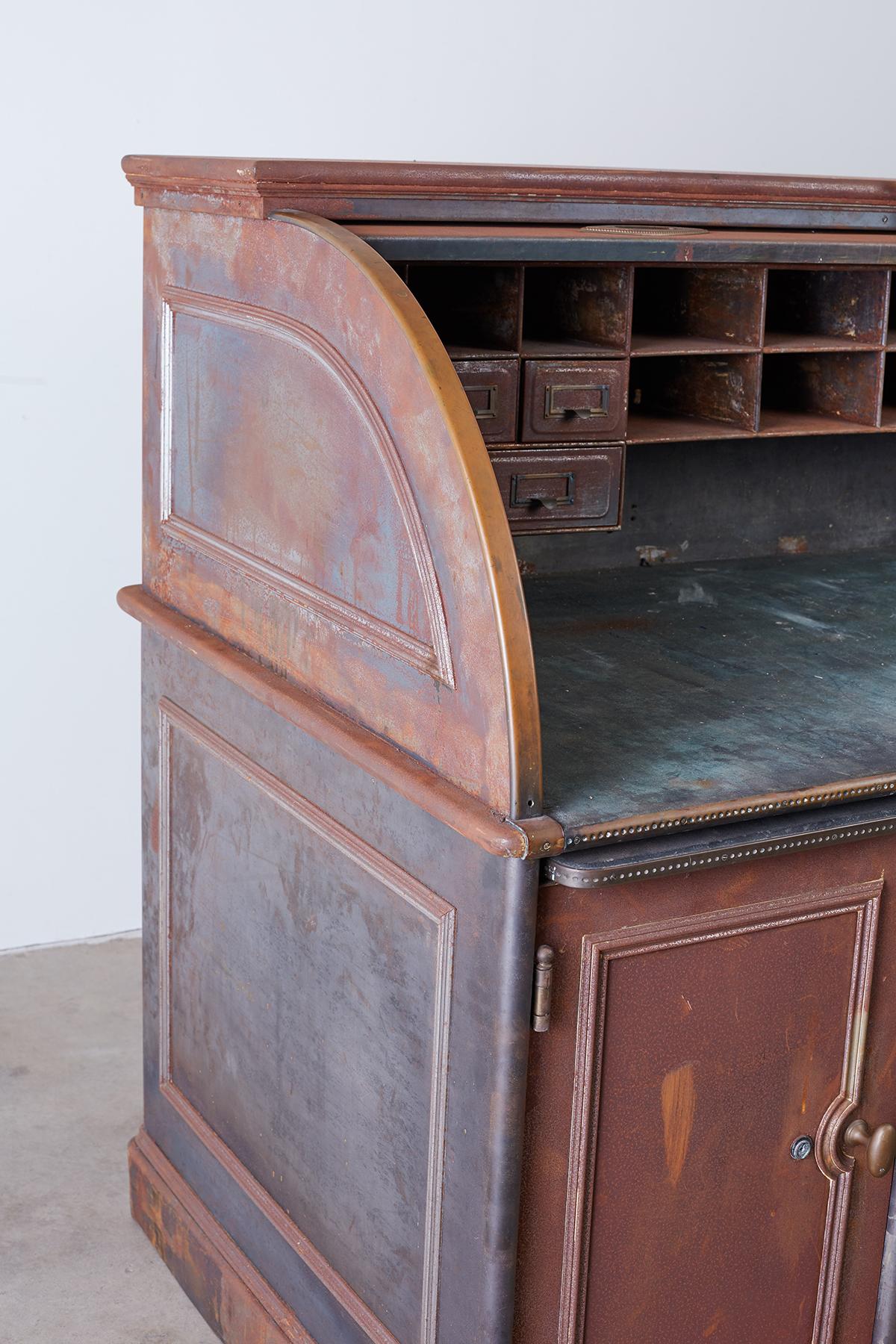Industrial Age Steel Roll Top Desk by Art Metal at 1stDibs | metal roll ...