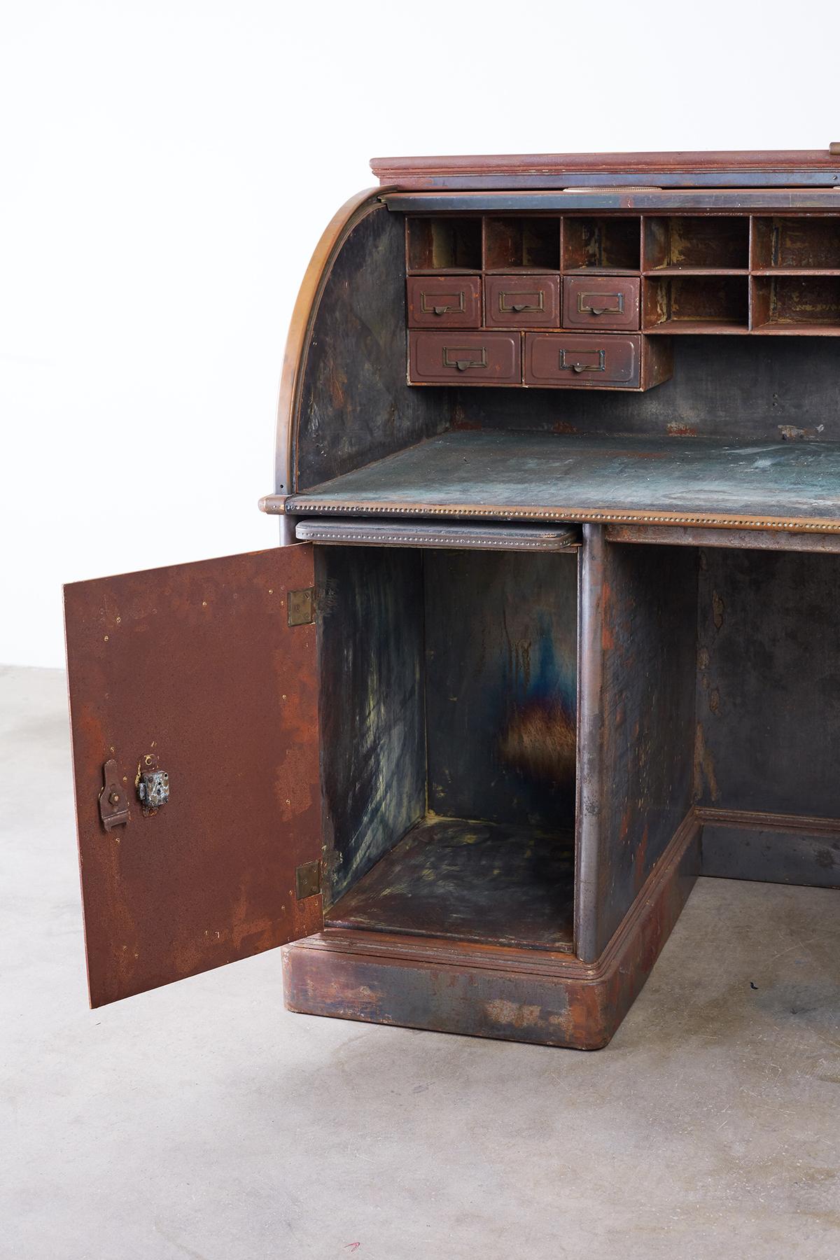 Industrial Age Steel Roll Top Desk by Art Metal at 1stDibs | metal roll ...