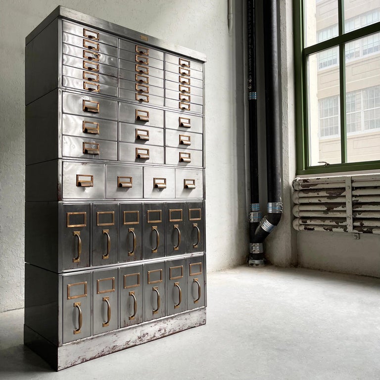Industrial Allsteel Tall Multiple Drawer Filing Cabinet For Sale at 1stDibs