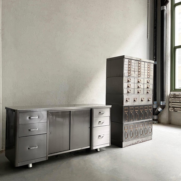 Industrial Allsteel Tall Multiple Drawer Filing Cabinet For Sale at 1stDibs