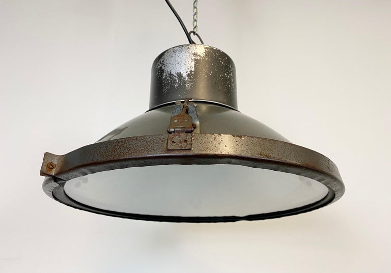 Industrial Aluminum Factory Lamp with Glass Cover, 1960s For Sale at ...