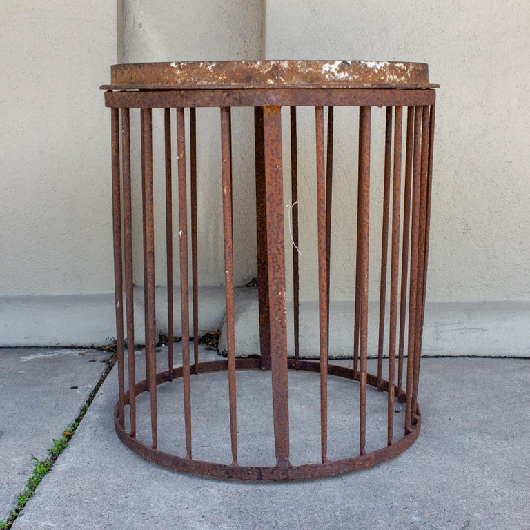 Industrial Antique British Iron Manhole Cover and Drain Side Table at ...