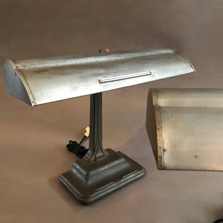 Industrial Art Deco Cast Iron And Steel Bank Desk Lamps at 1stDibs ...
