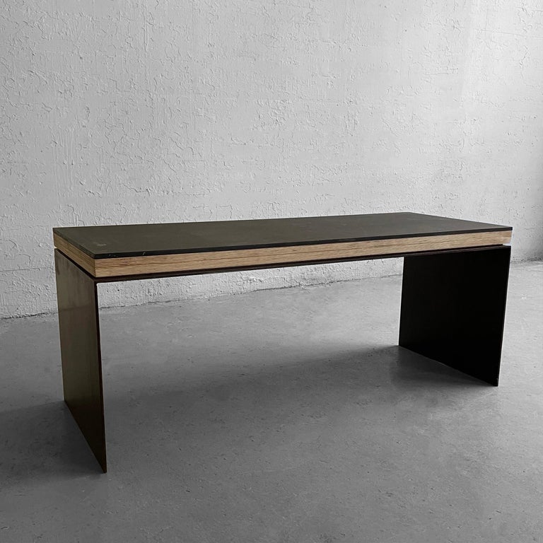 Industrial Artisan Custom Steel Coffee Table Bench For Sale at 1stDibs